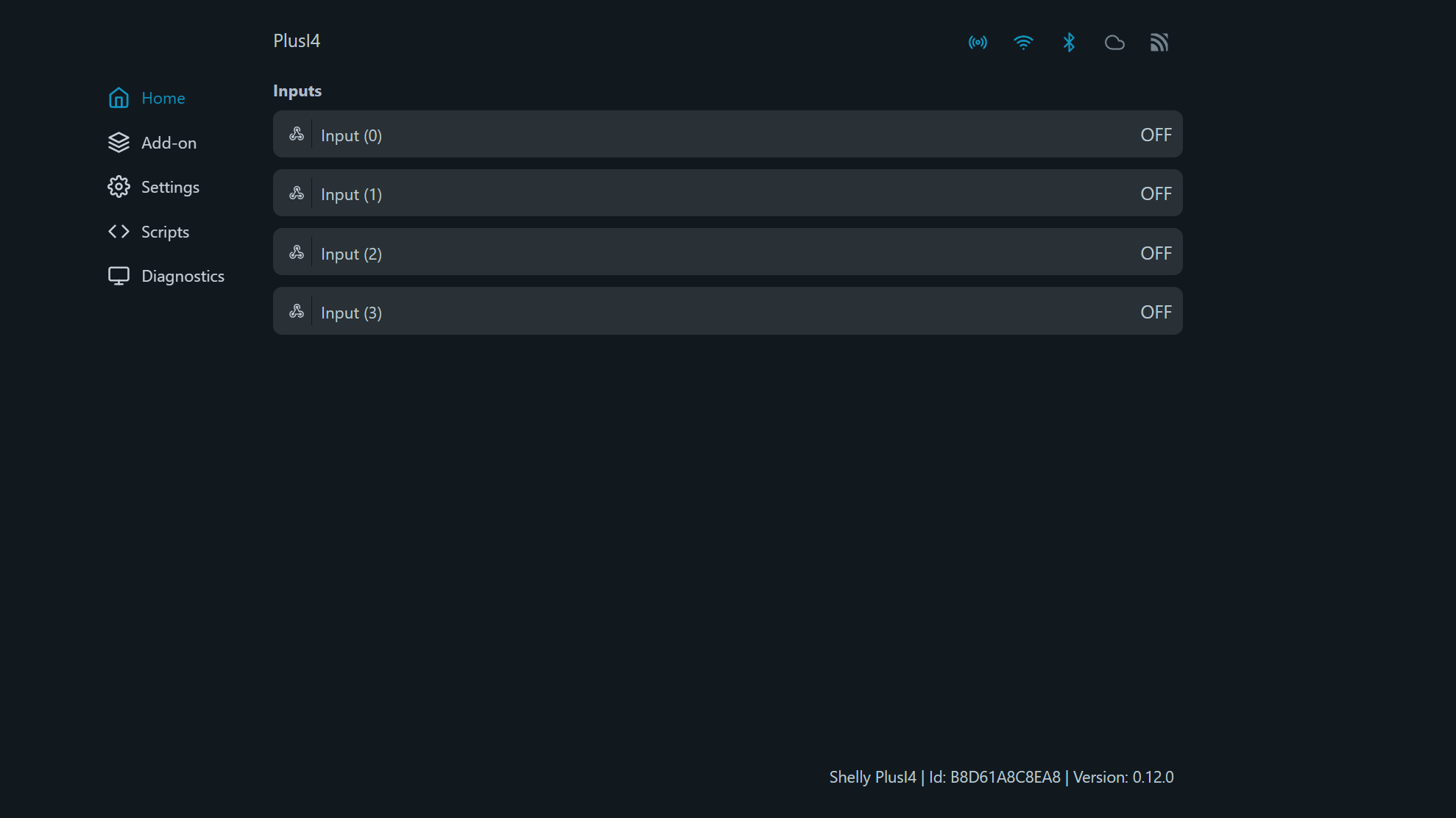 Shelly Plus i4 web interface guide