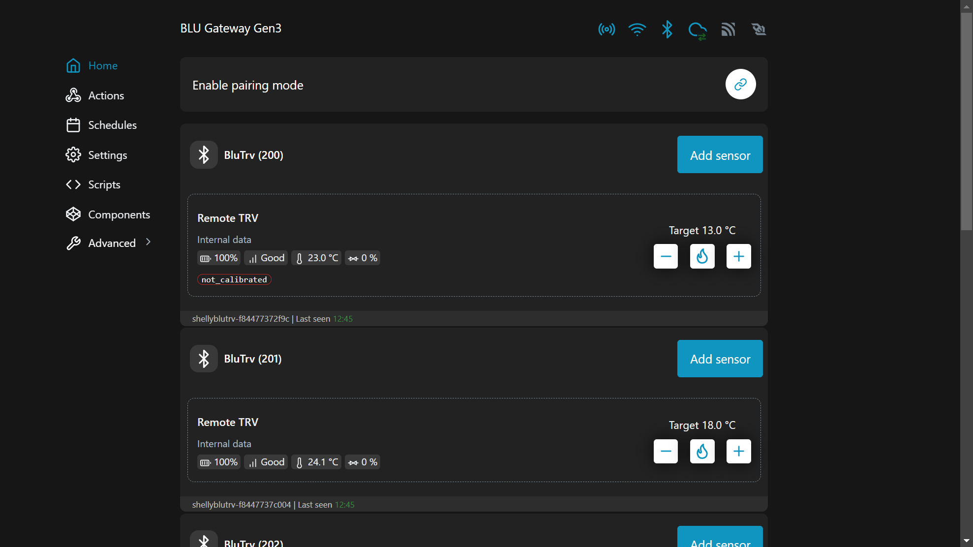 Shelly BLU Gateway Gen3 web interface guide