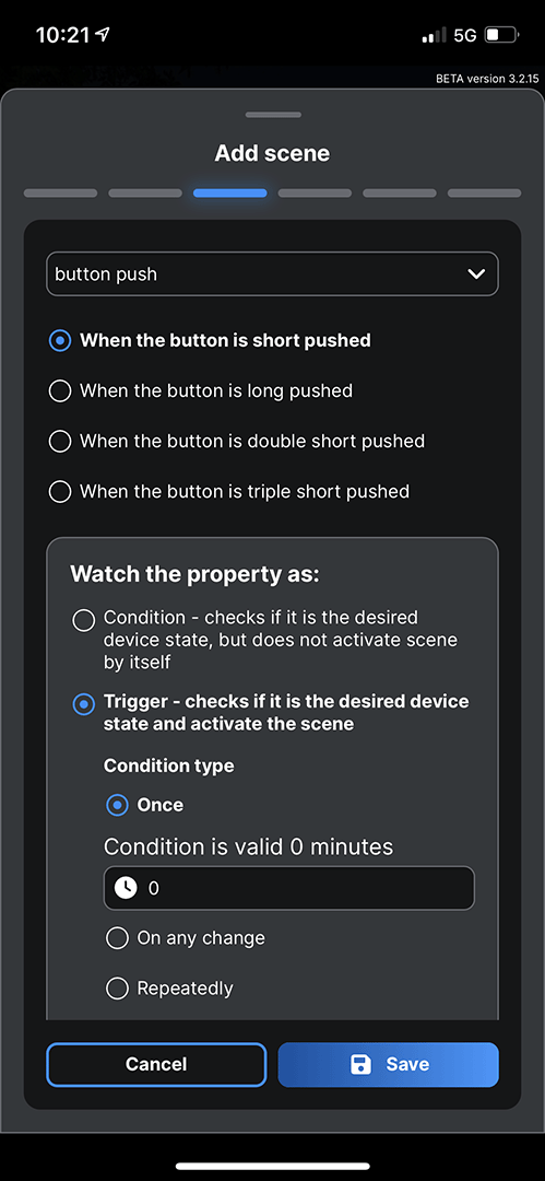 ShellyBLU Button1 short mobile application guide