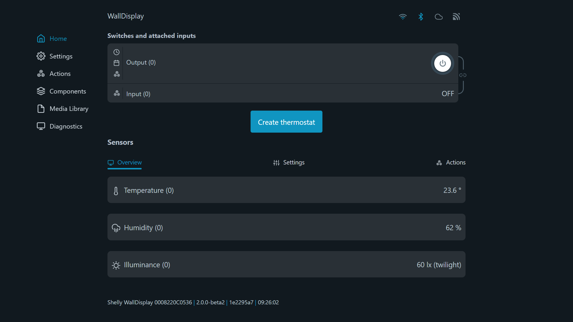 Shelly Wall Display web interface guide