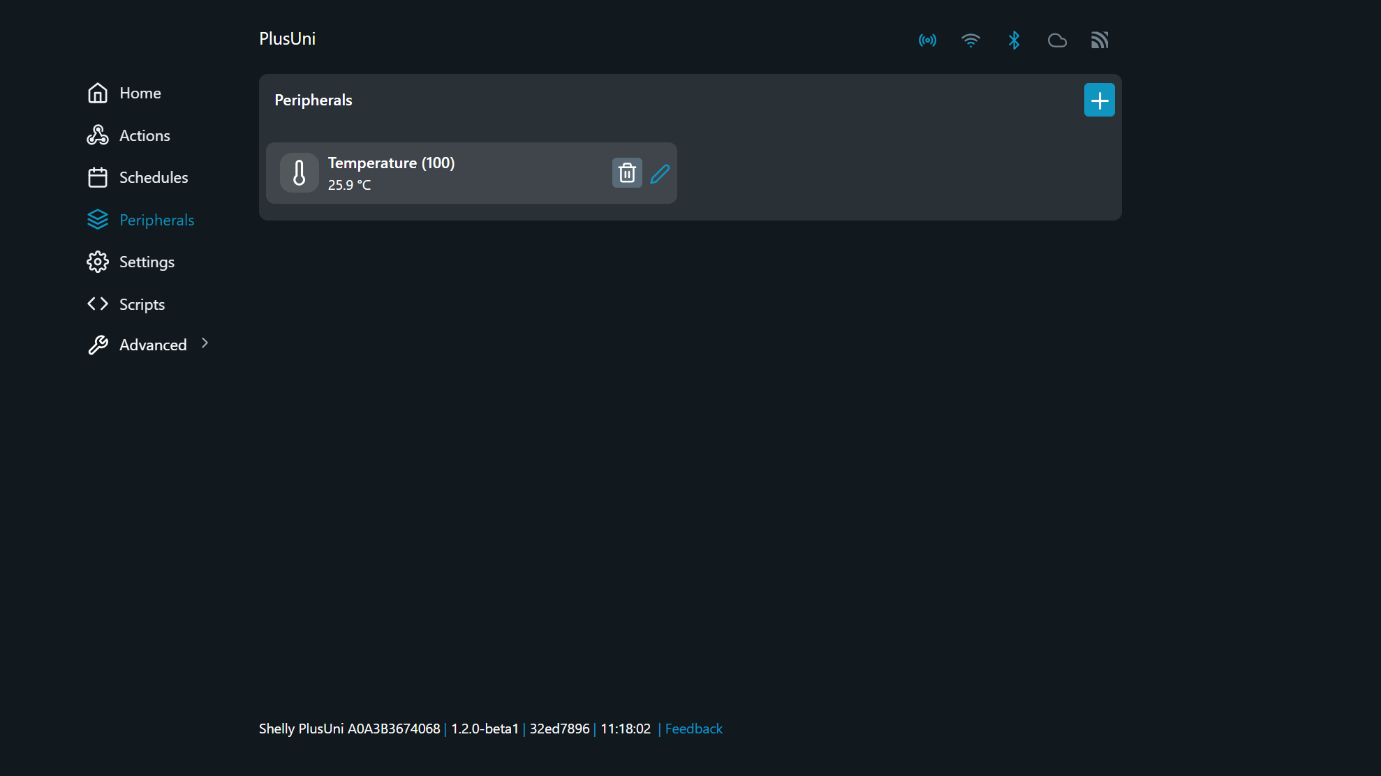 Shelly Plus Uni web interface guide