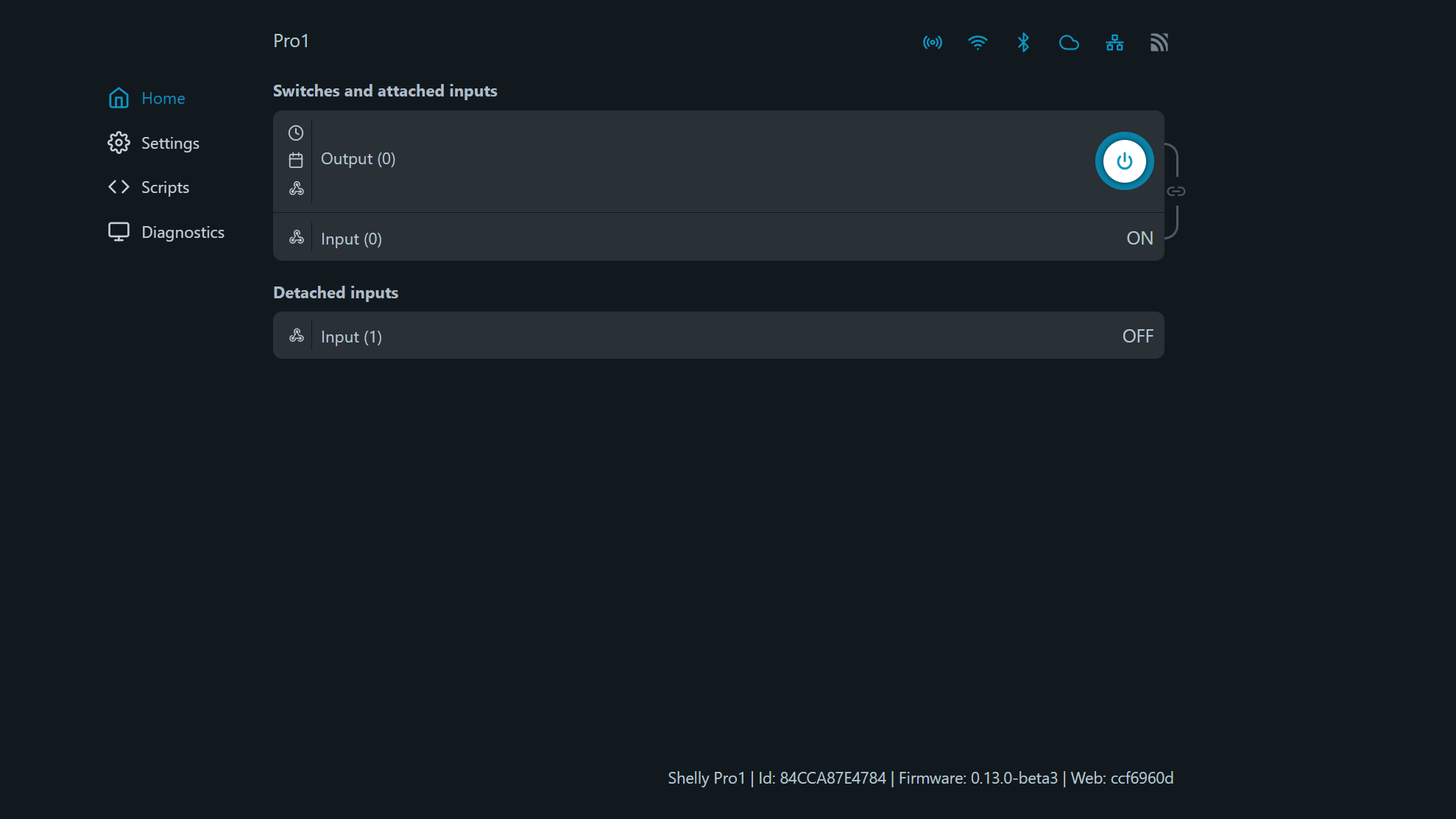 Shelly Pro 1 web interface guide