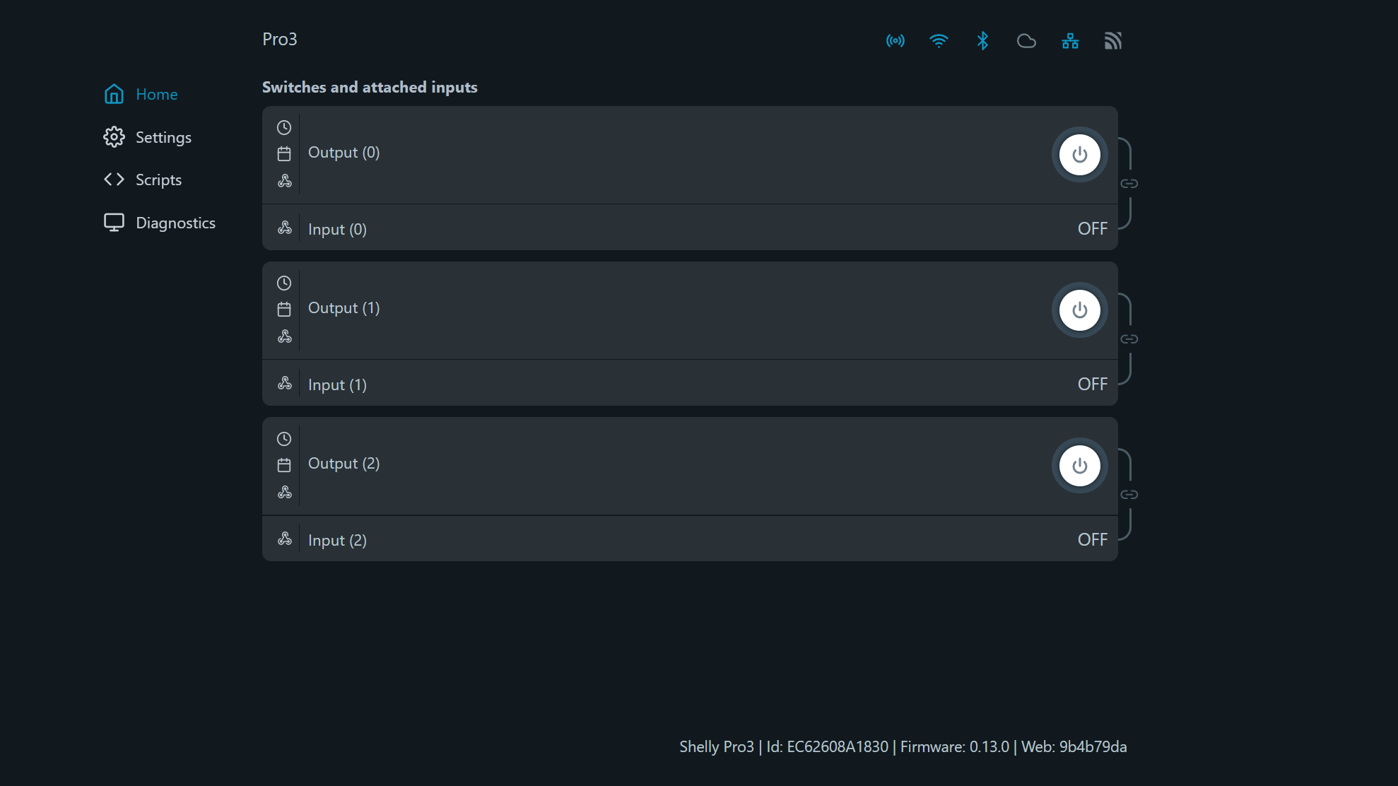 Shelly Pro 3 web interface guide