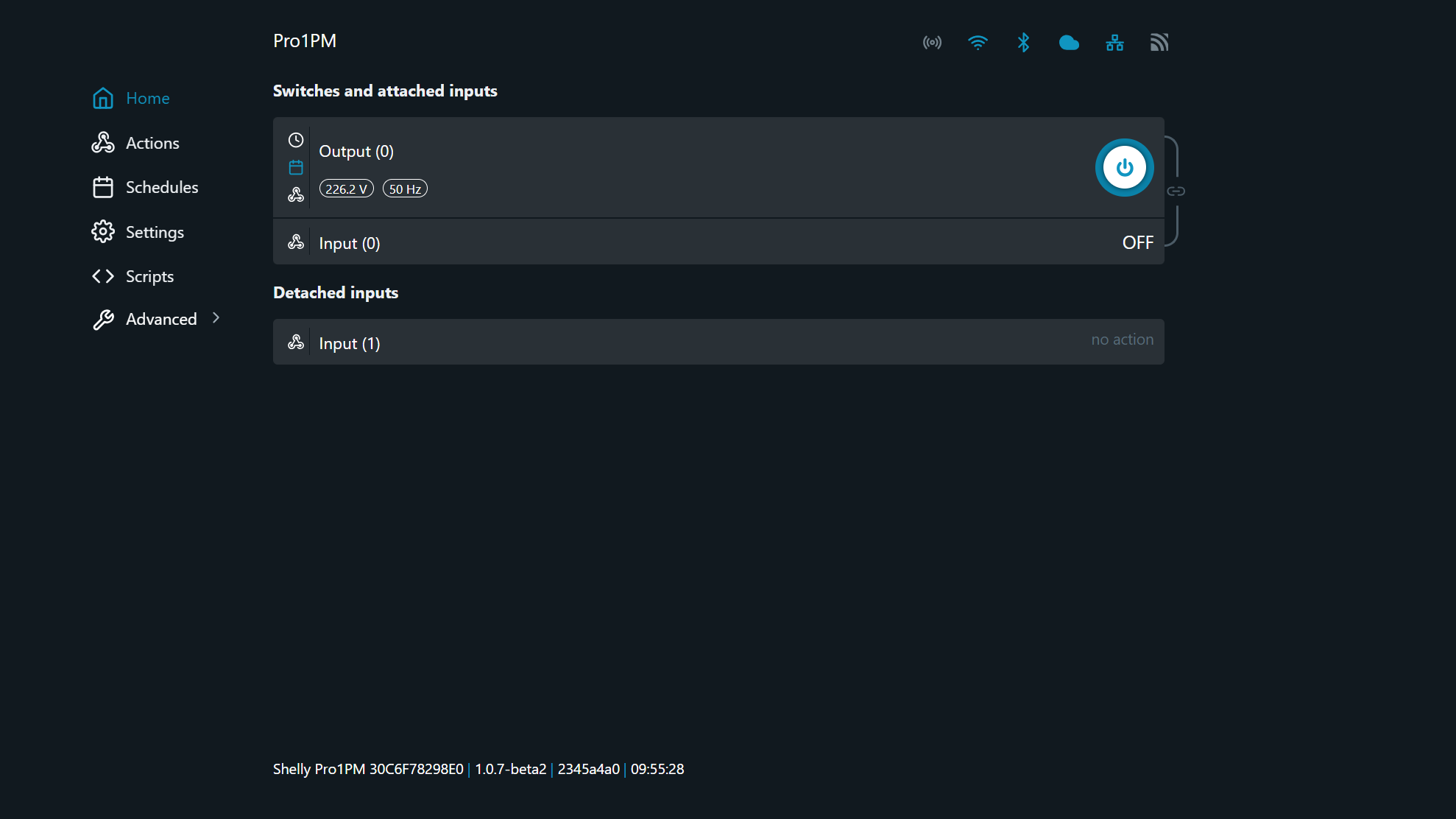 Shelly Pro 1PM web interface guide