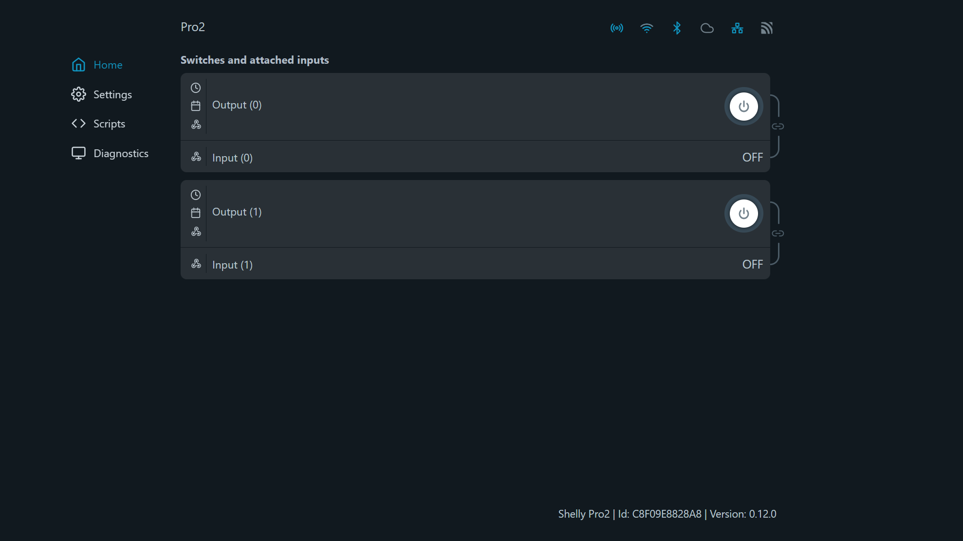 Shelly Pro 2 web interface guide