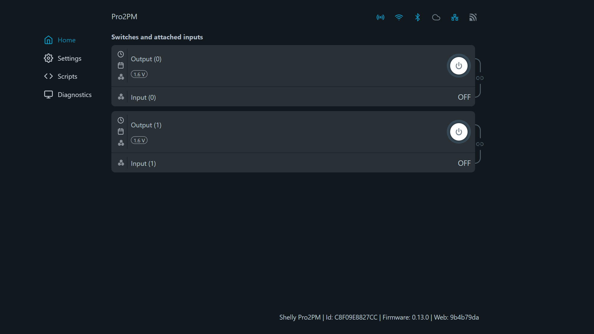 Shelly Pro 2PM web interface guide