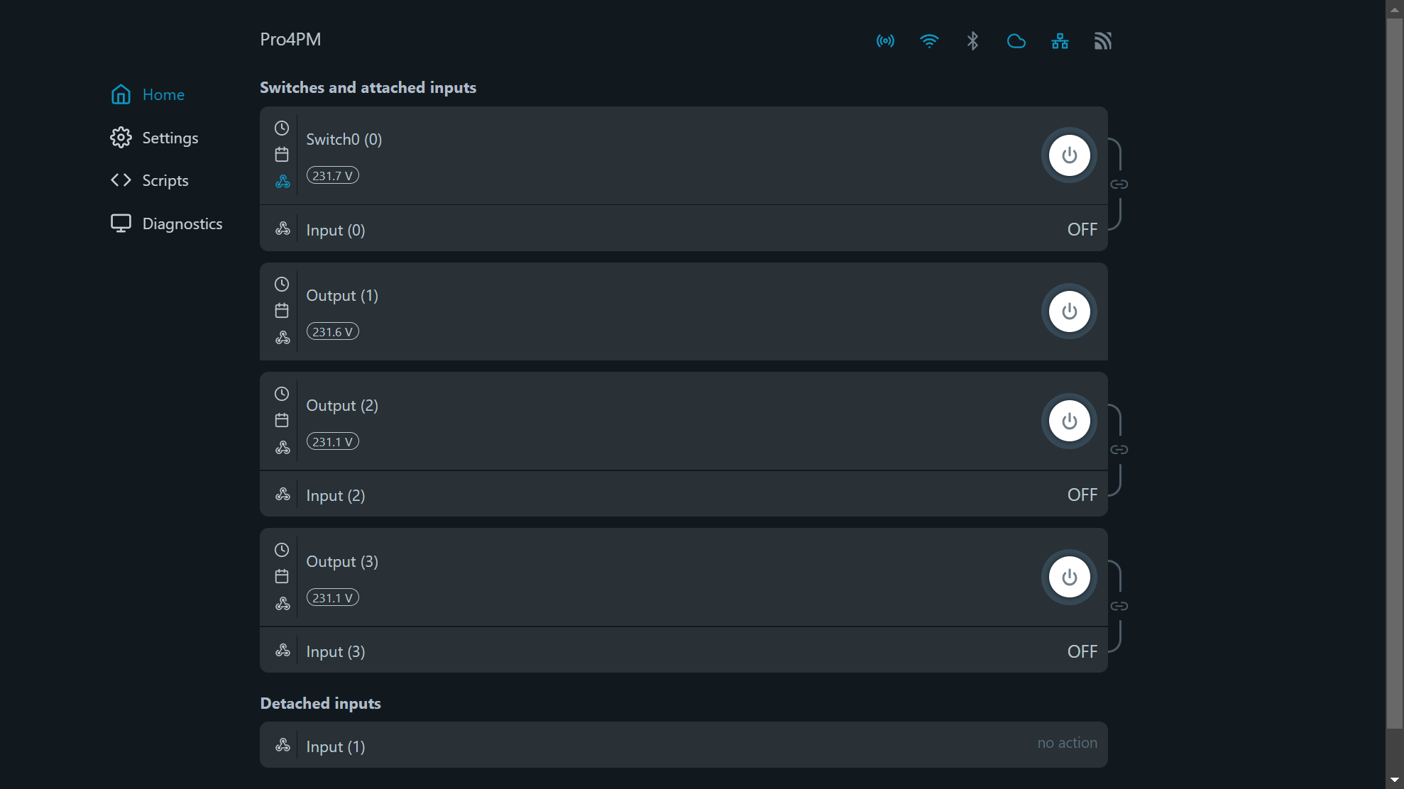 Shelly Pro 4PM web interface guide