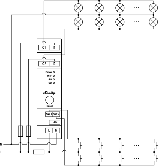 Using Shelly Pro 2/2PM V1 with multiple buttons to control dual lights