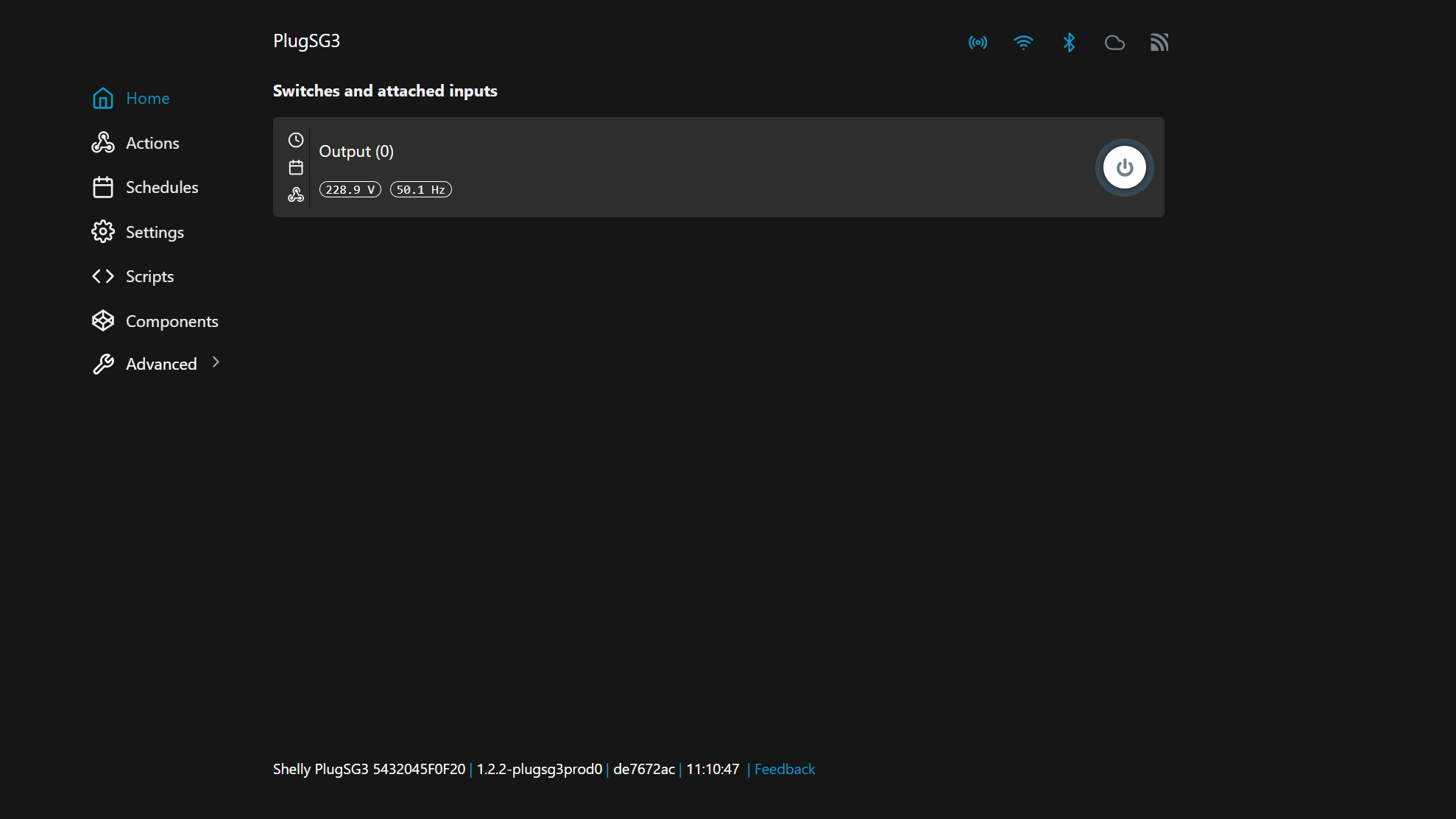 Shelly Plug S Gen3 web interface guide