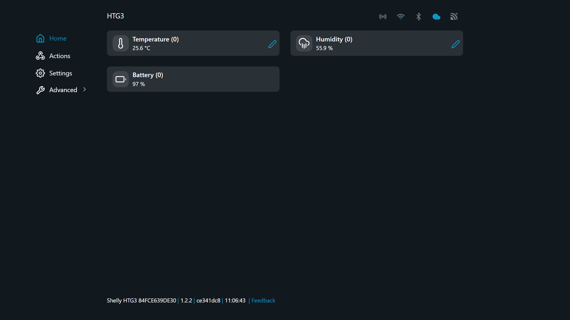 Shelly H&T Gen3 web interface guide