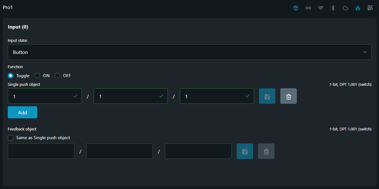 Konfiguration der Eingänge