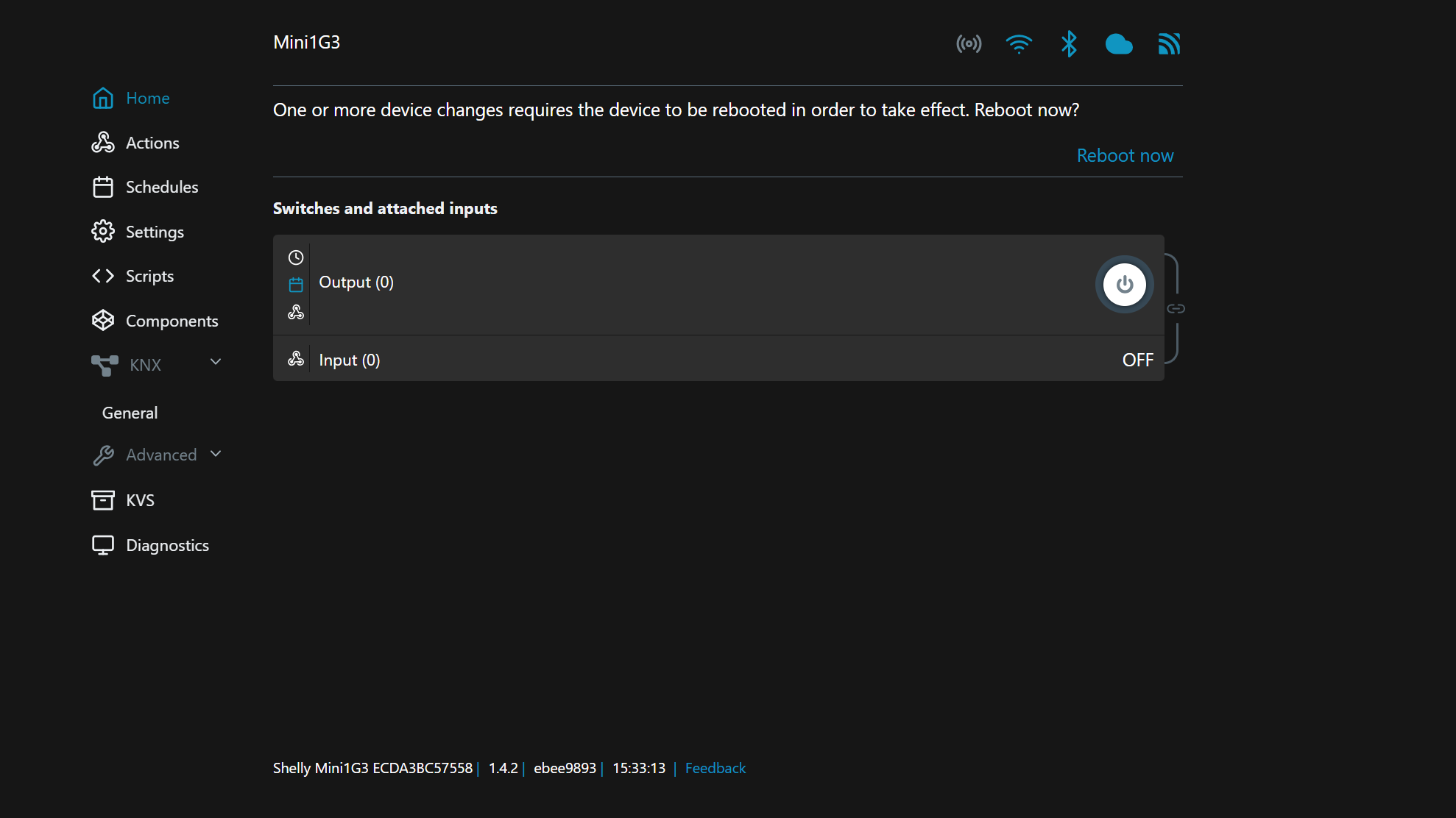Shelly 1 Mini Gen3 web interface guide